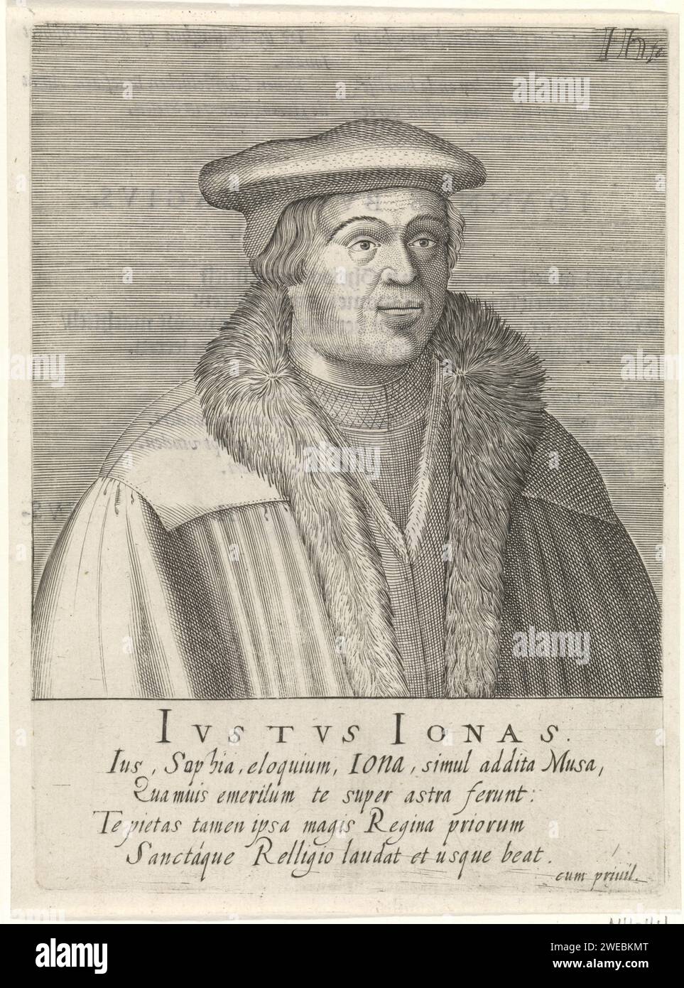 Portrait of Justus Jonas, Hendrick Hondius (I), 1599 print Bust to the ...