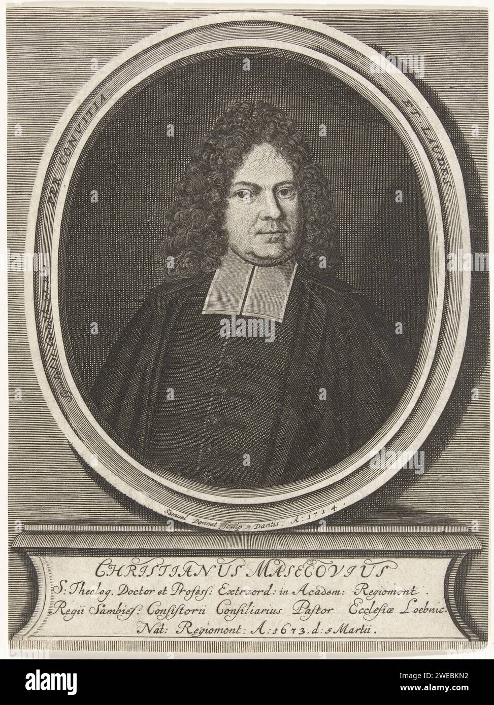 Portrait of Protestant theologian Christian Masecovius, Samuel Donnet ...