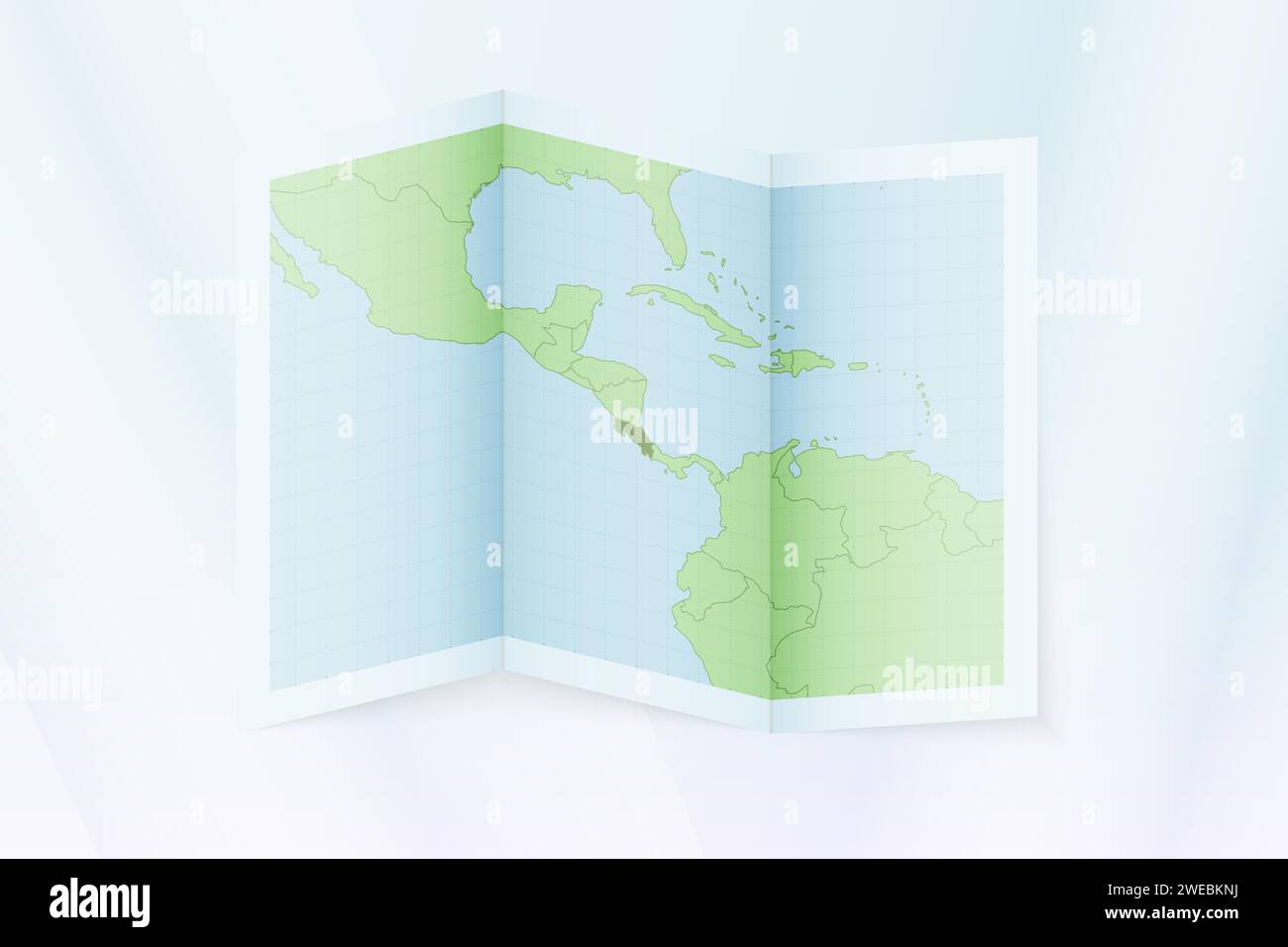 Costa Rica map, folded paper with Costa Rica map. Vector illustration ...