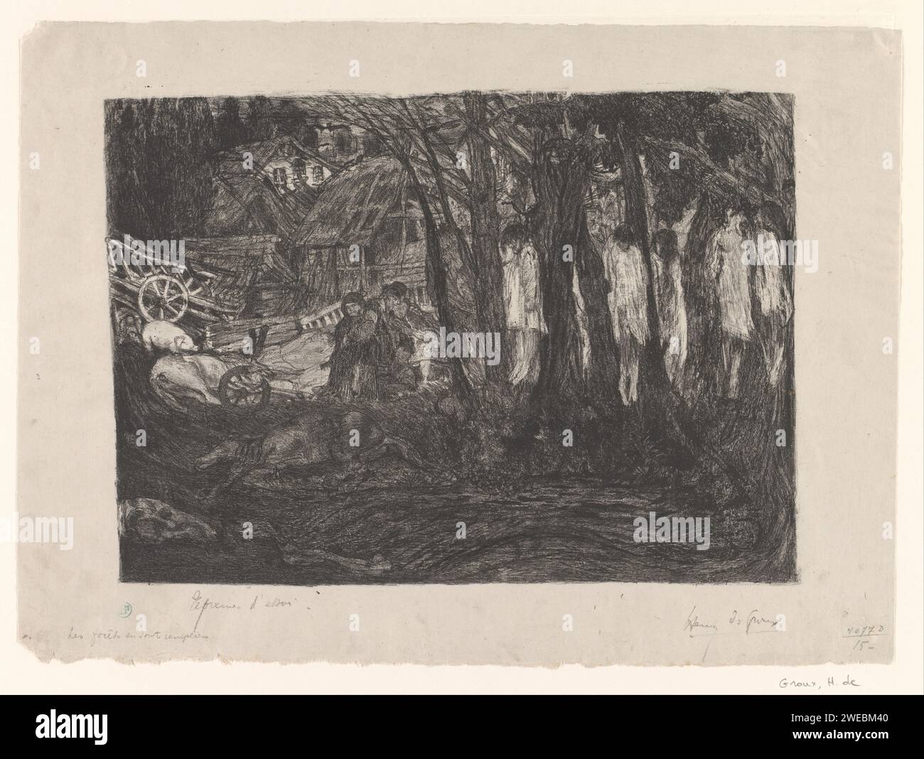 Forest landscape with bodies hung on trees, Henri de Groux, 1877 - 1930 ...