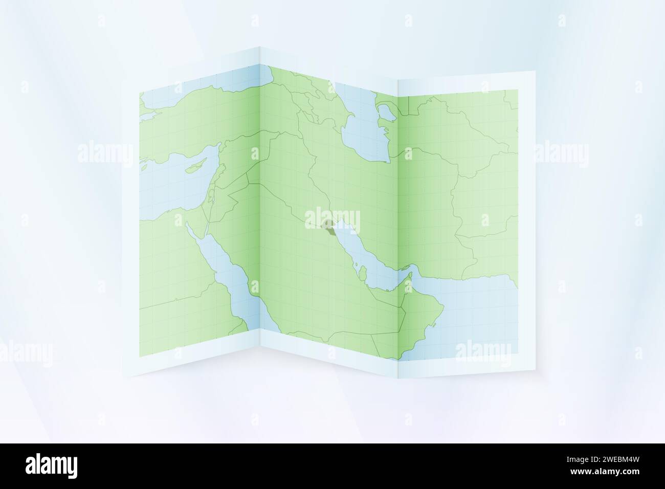 Kuwait map, folded paper with Kuwait map. Vector illustration Stock ...