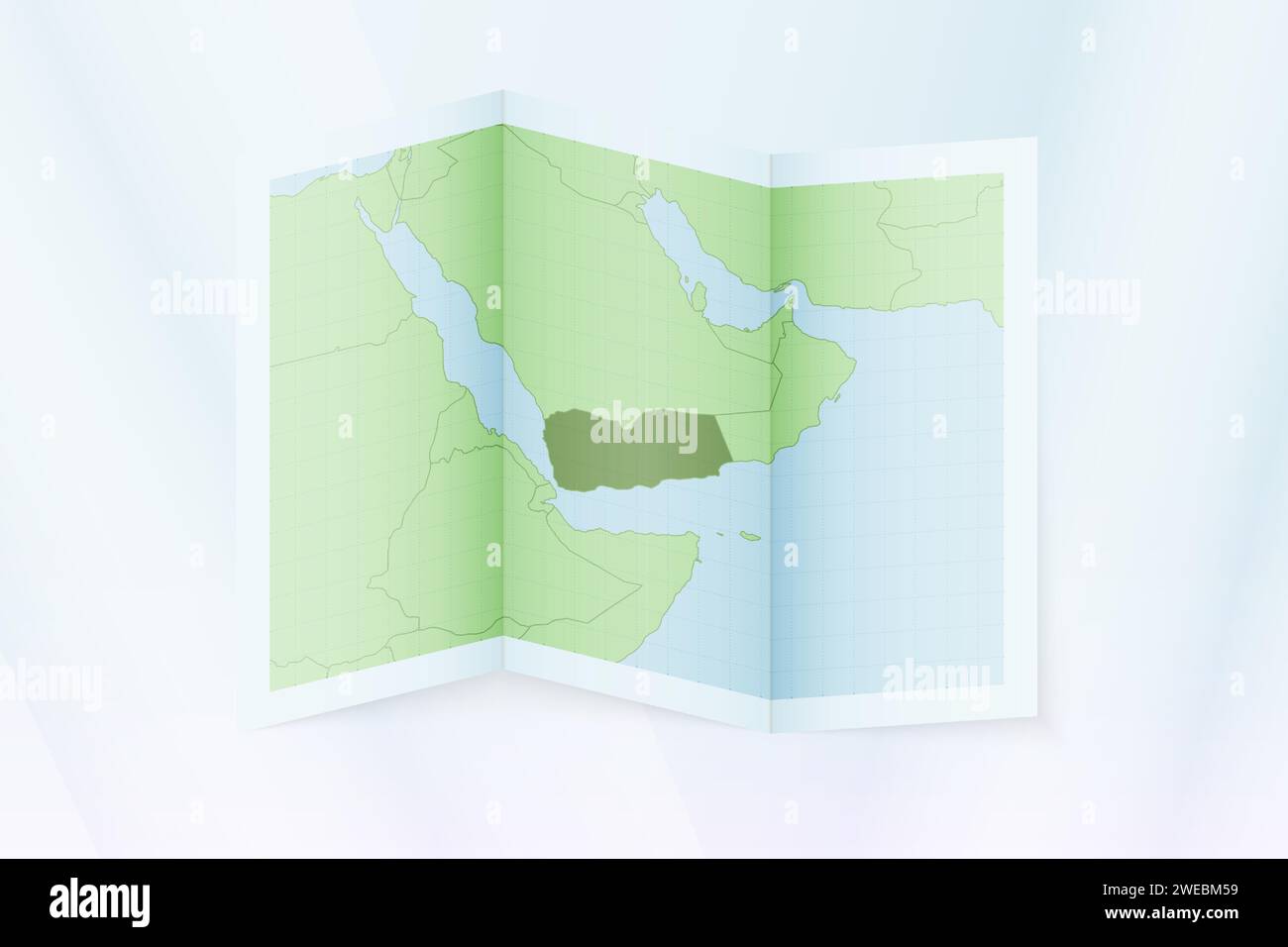Yemen map, folded paper with Yemen map. Vector illustration Stock ...