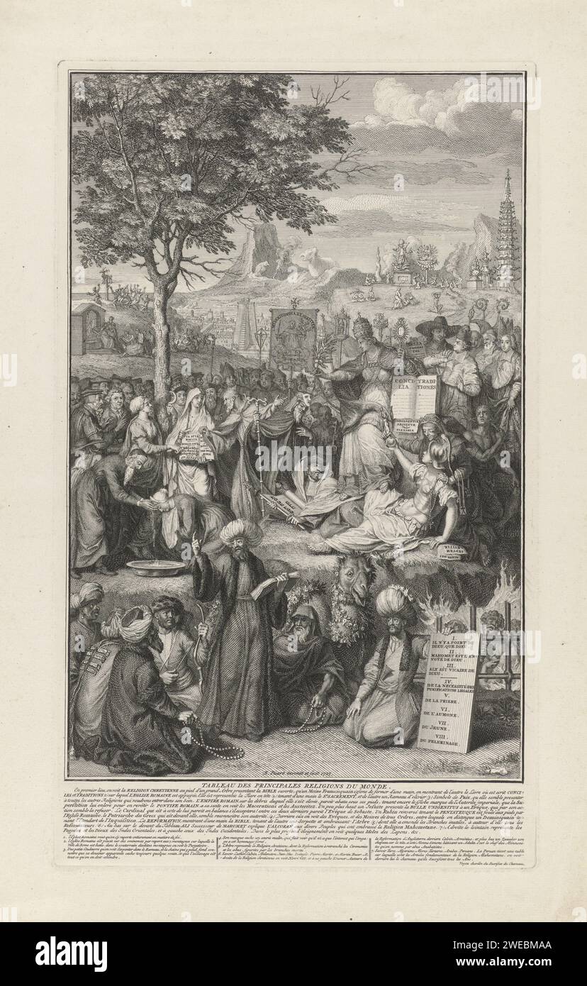 Imagination of the most important religions in the world, Bernard Picart, 1727 print Allegorical ...
