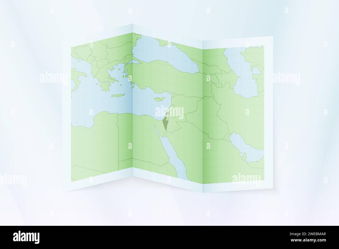 Israel map, folded paper with Israel map. Vector illustration Stock ...