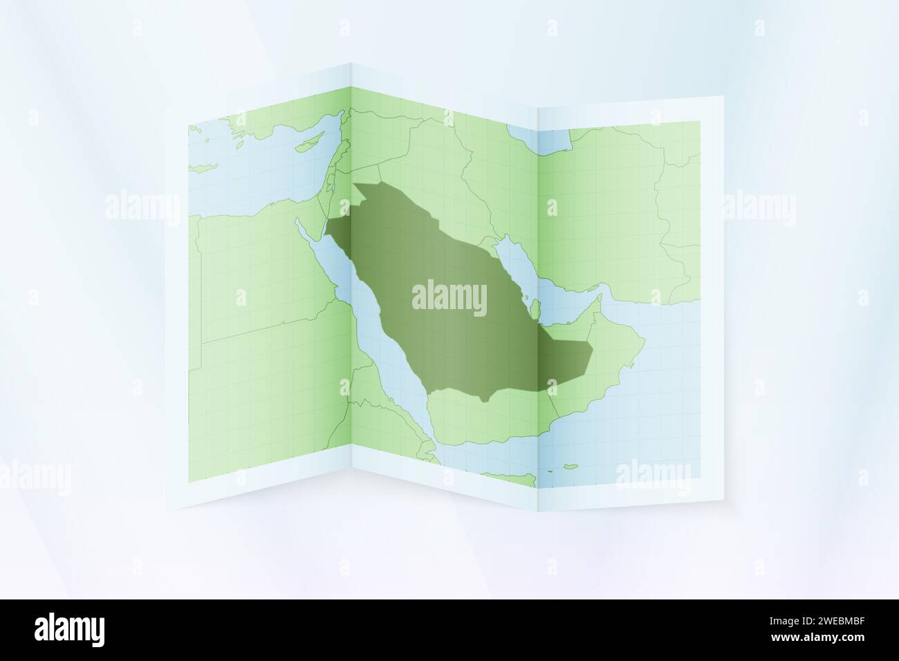Saudi Arabia map, folded paper with Saudi Arabia map. Vector ...