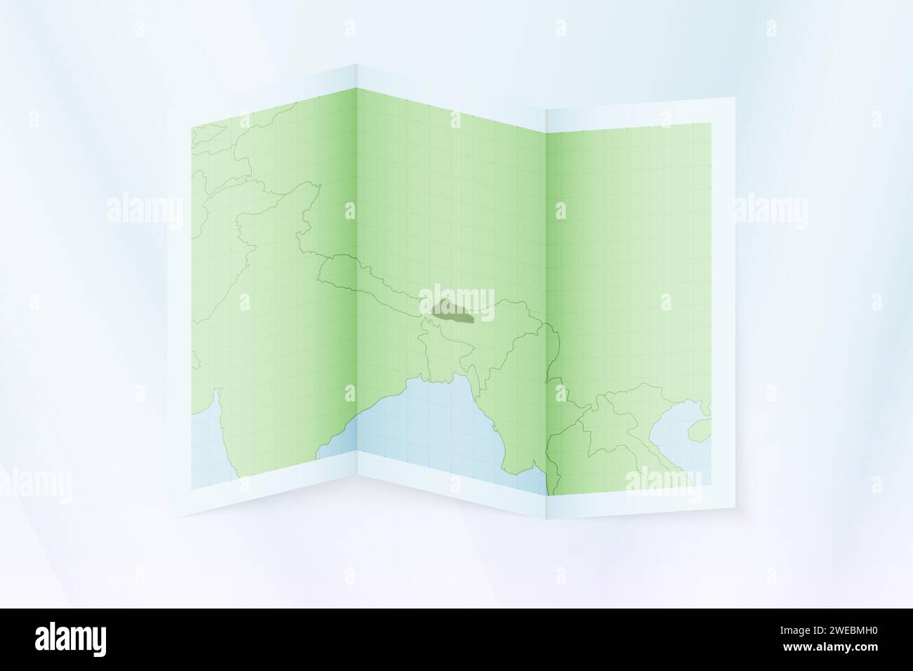 Bhutan map, folded paper with Bhutan map. Vector illustration Stock ...