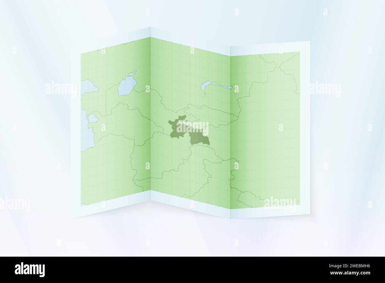Tajikistan map, folded paper with Tajikistan map. Vector illustration ...