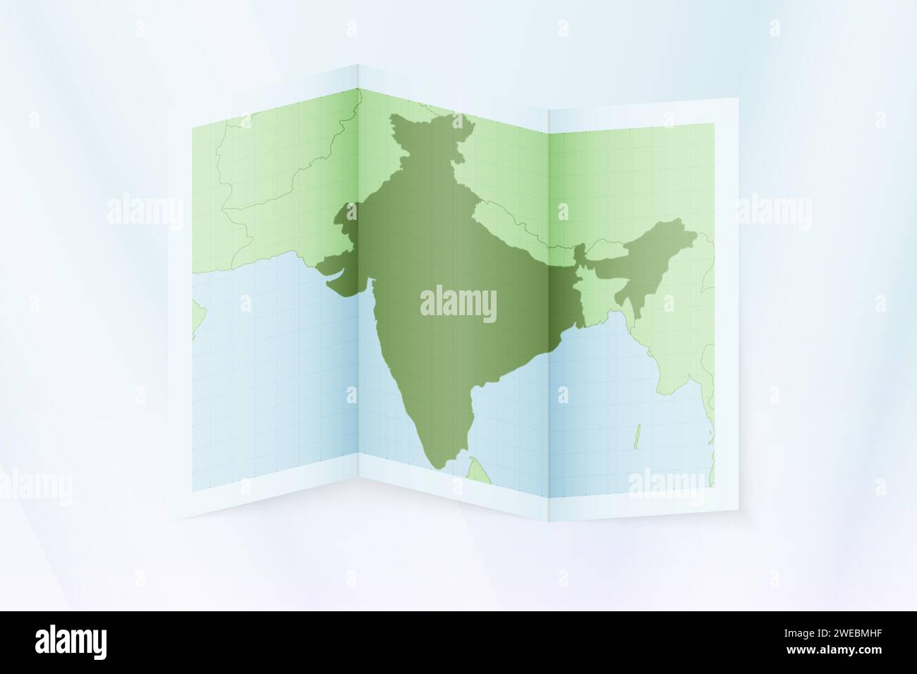 India map, folded paper with India map. Vector illustration Stock ...