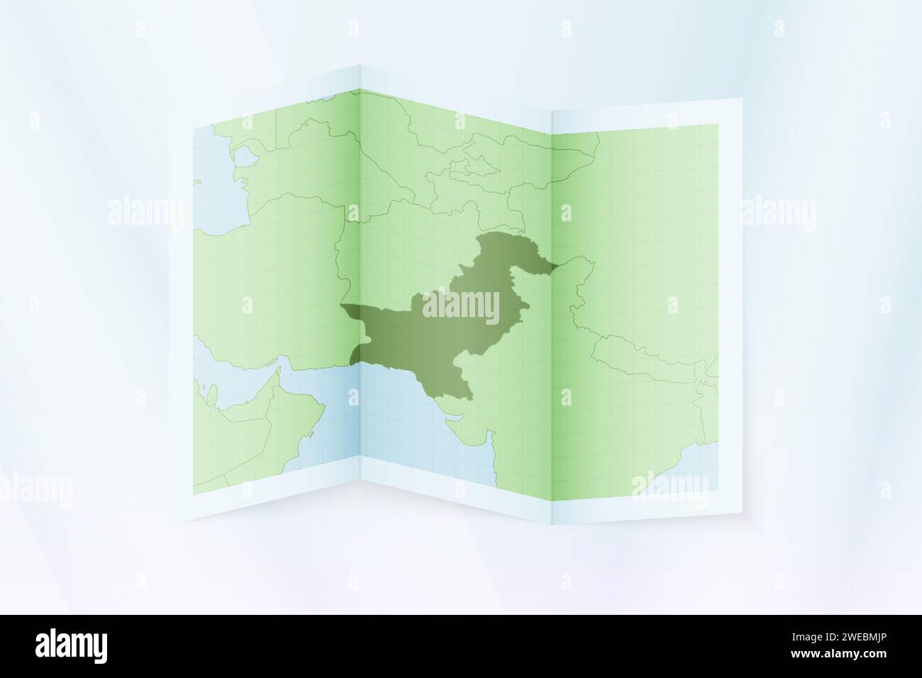 Pakistan map, folded paper with Pakistan map. Vector illustration Stock ...