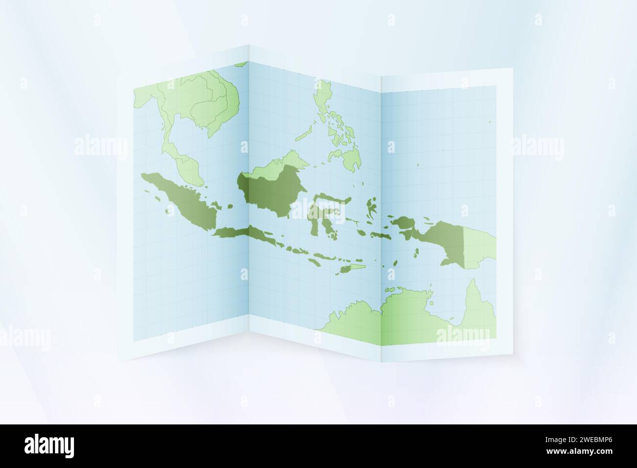 Indonesia map, folded paper with Indonesia map. Vector illustration ...