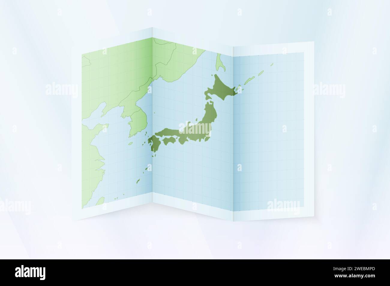 Japan map, folded paper with Japan map. Vector illustration Stock ...