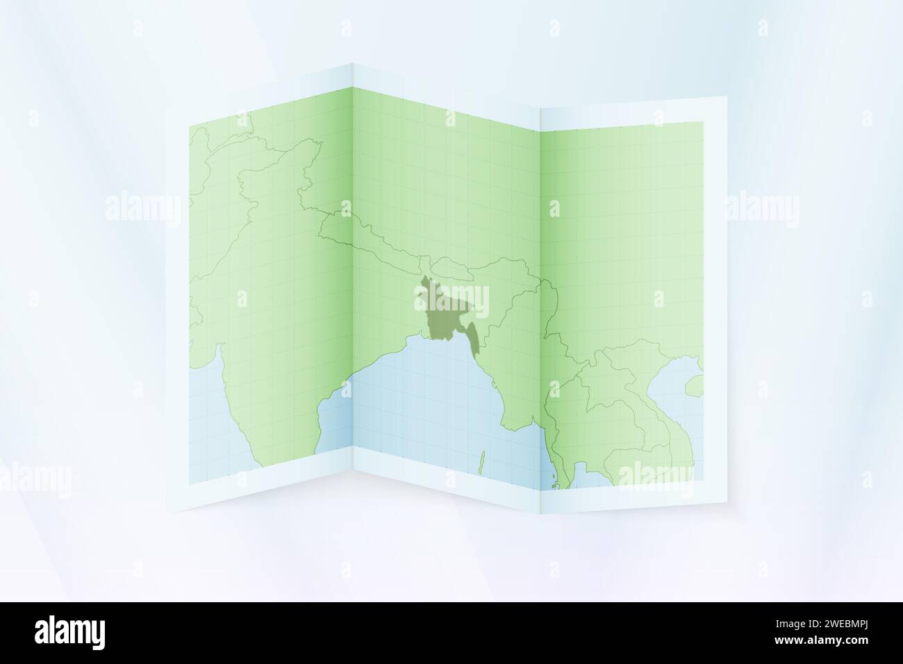 Bangladesh map, folded paper with Bangladesh map. Vector illustration ...
