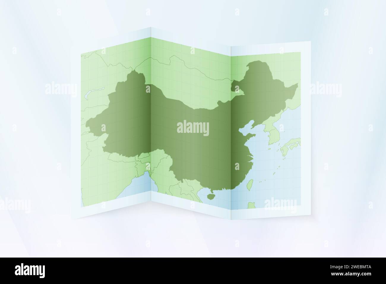 China map, folded paper with China map. Vector illustration Stock ...
