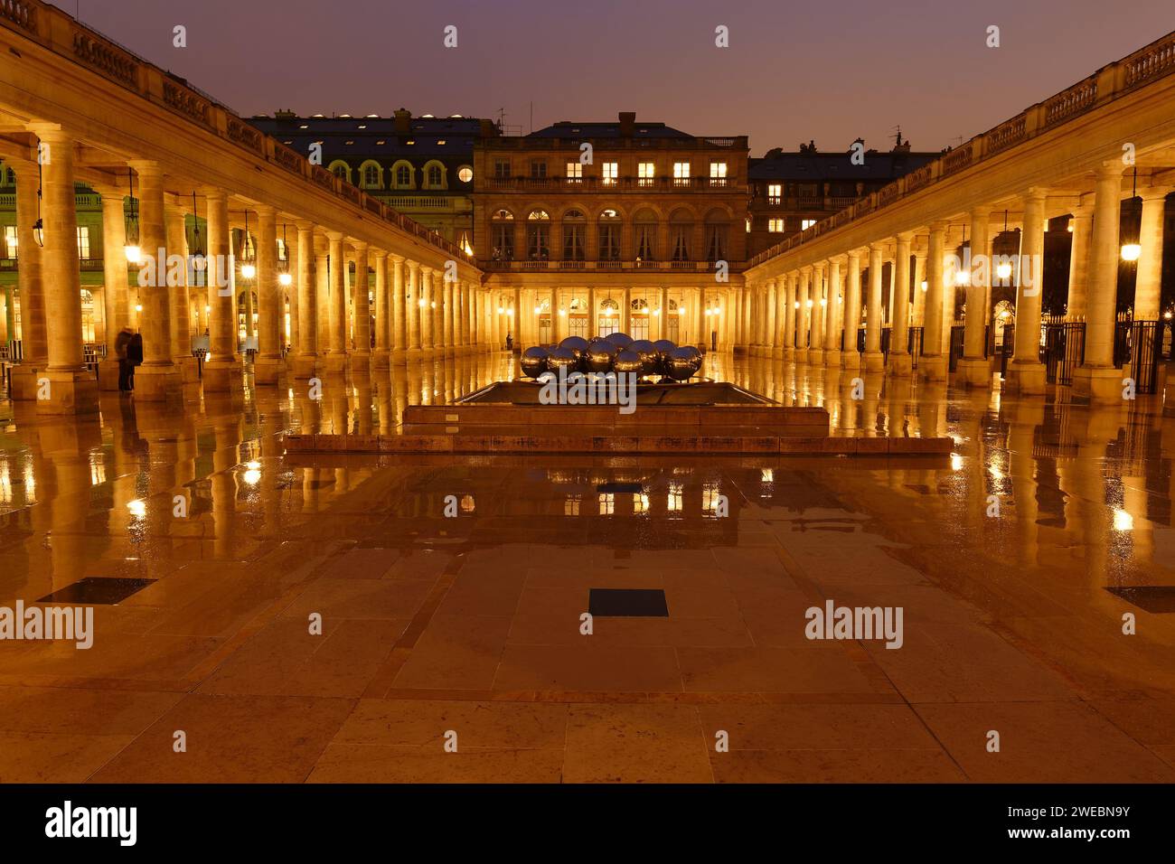 The court of Honor of the Palais-Royal with Les Spherades fountain by ...