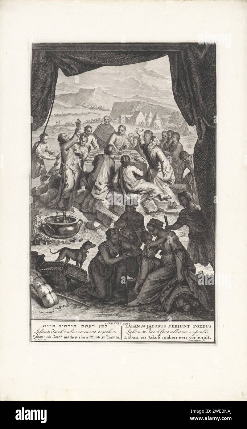 Laban and Jakob make a covenant, Jan van Vianen, After Gerard Hoet (I ...