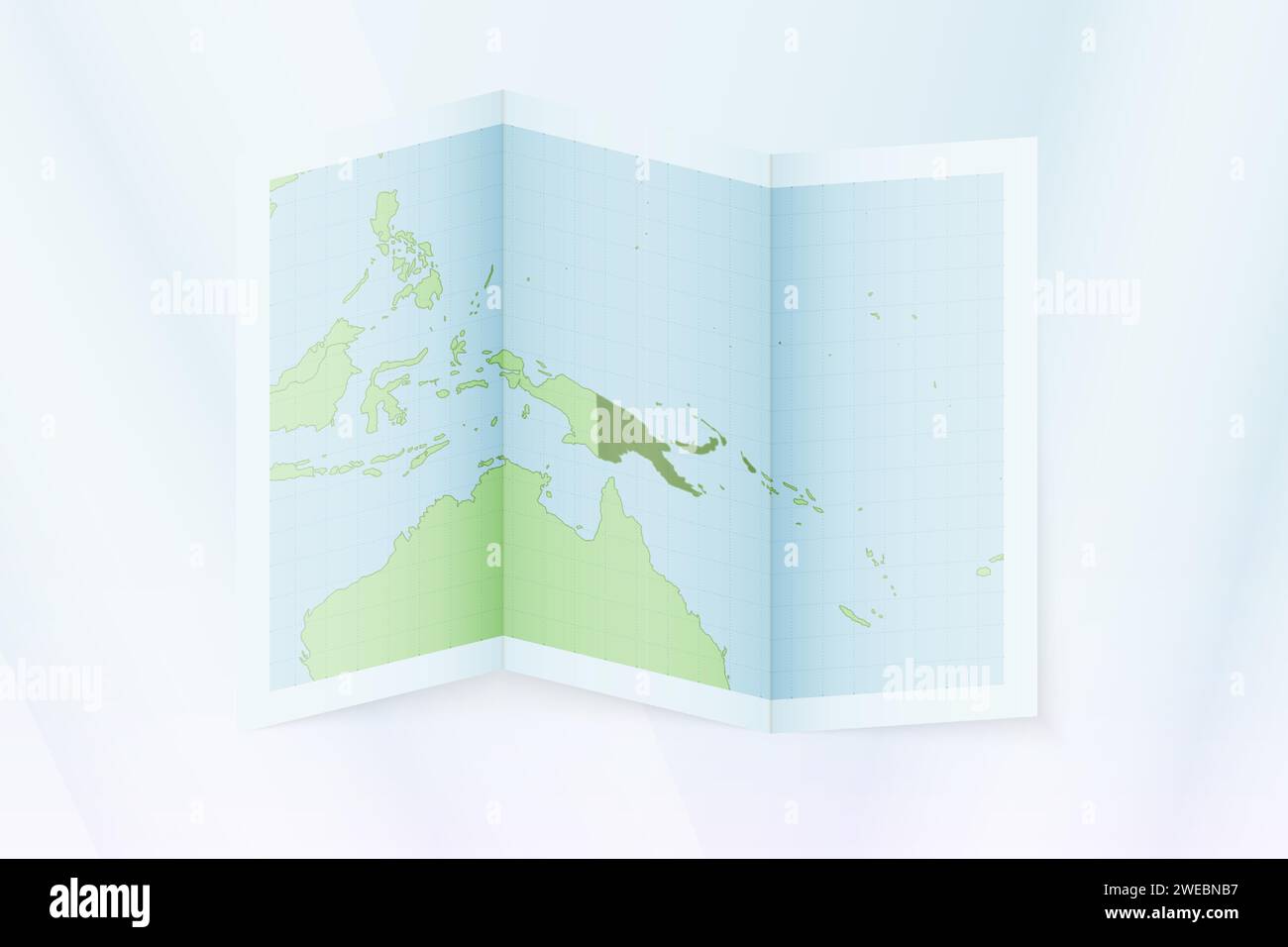 Papua New Guinea map, folded paper with Papua New Guinea map. Vector ...