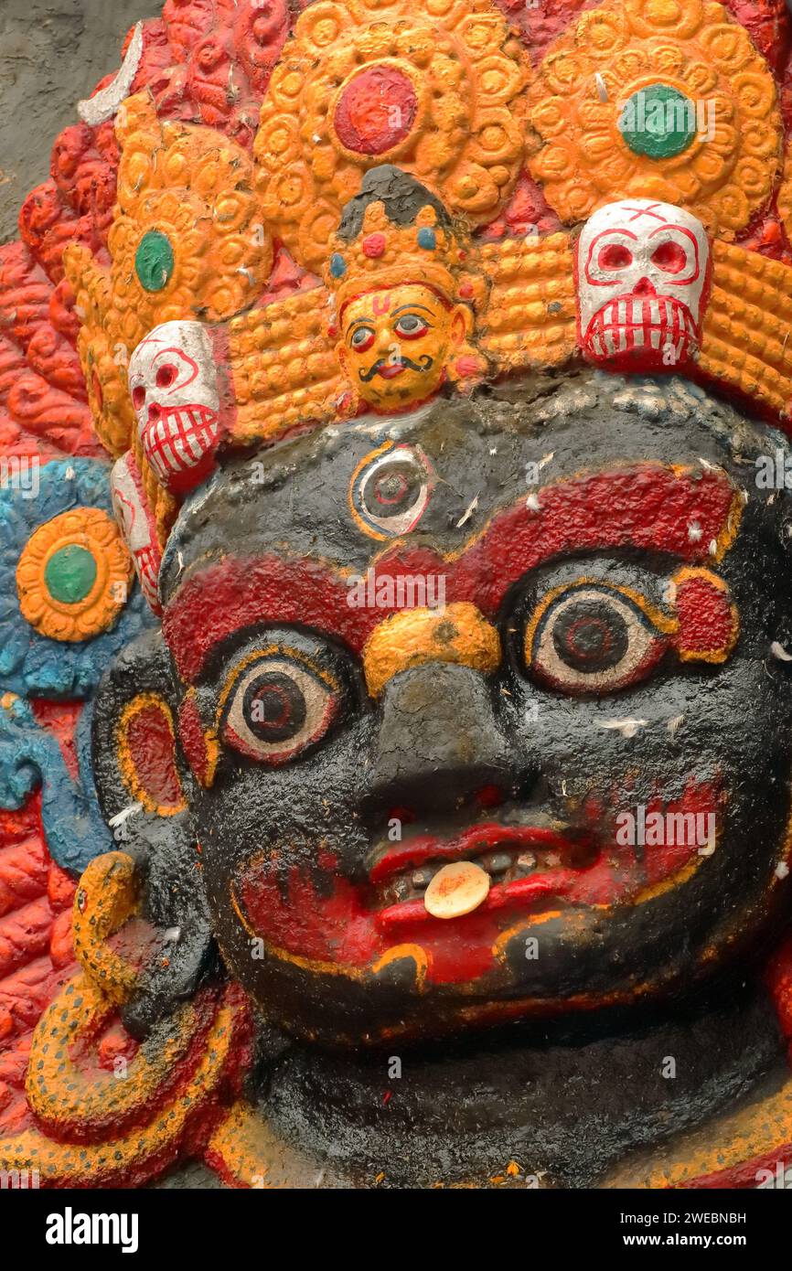 Divine Gaze: Kaal Bhairav's Vibrant Visage Stock Photo - Alamy
