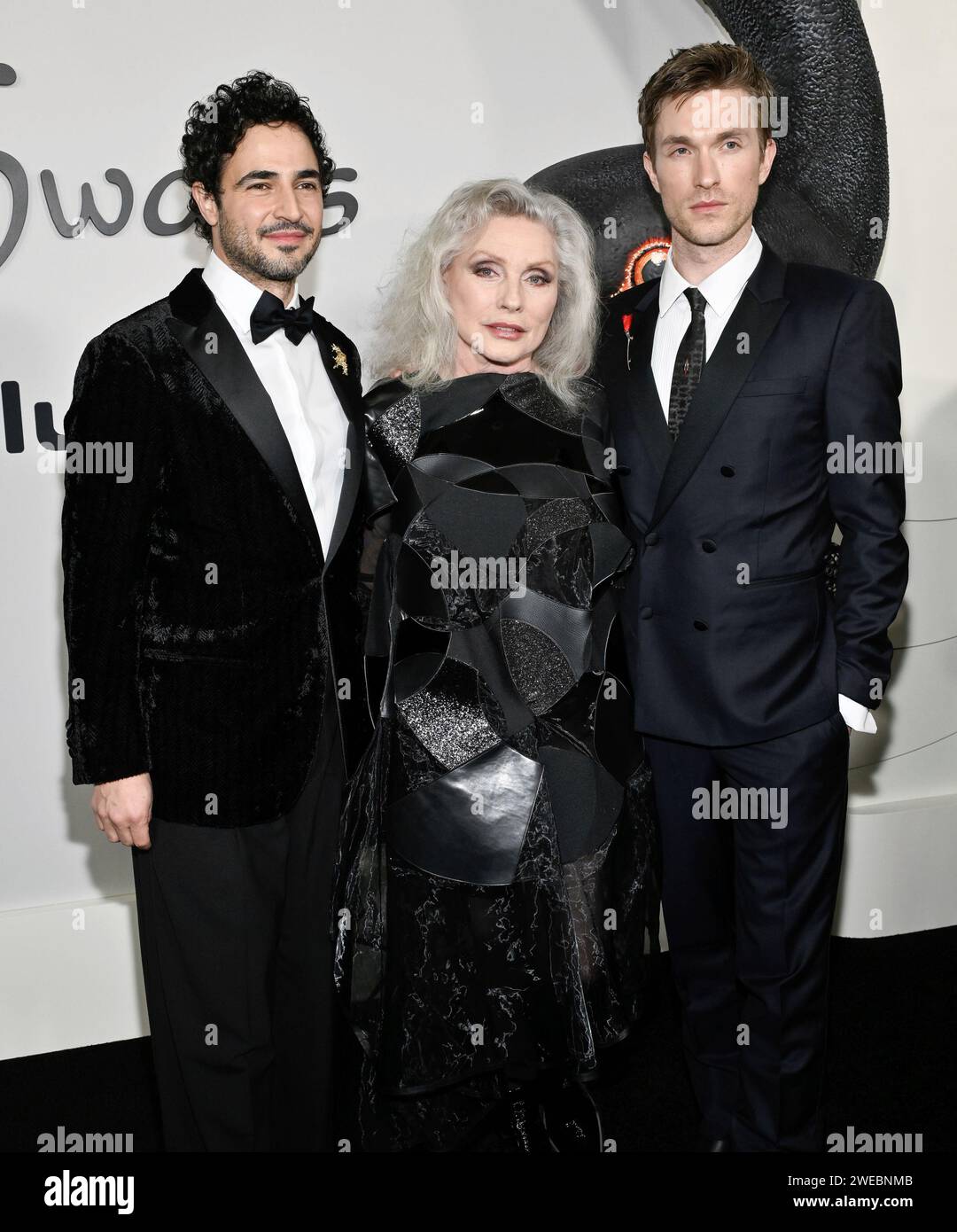 Zac Posen, left, Debbie Harry and Harrison Ball attend the premiere of ...