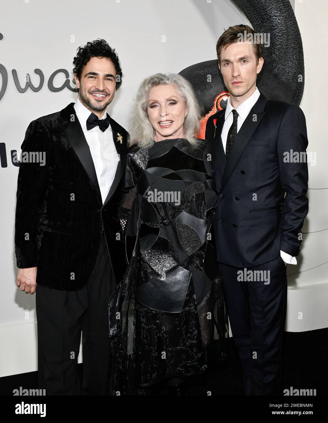 Zac Posen, left, Debbie Harry and Harrison Ball attend the premiere of ...