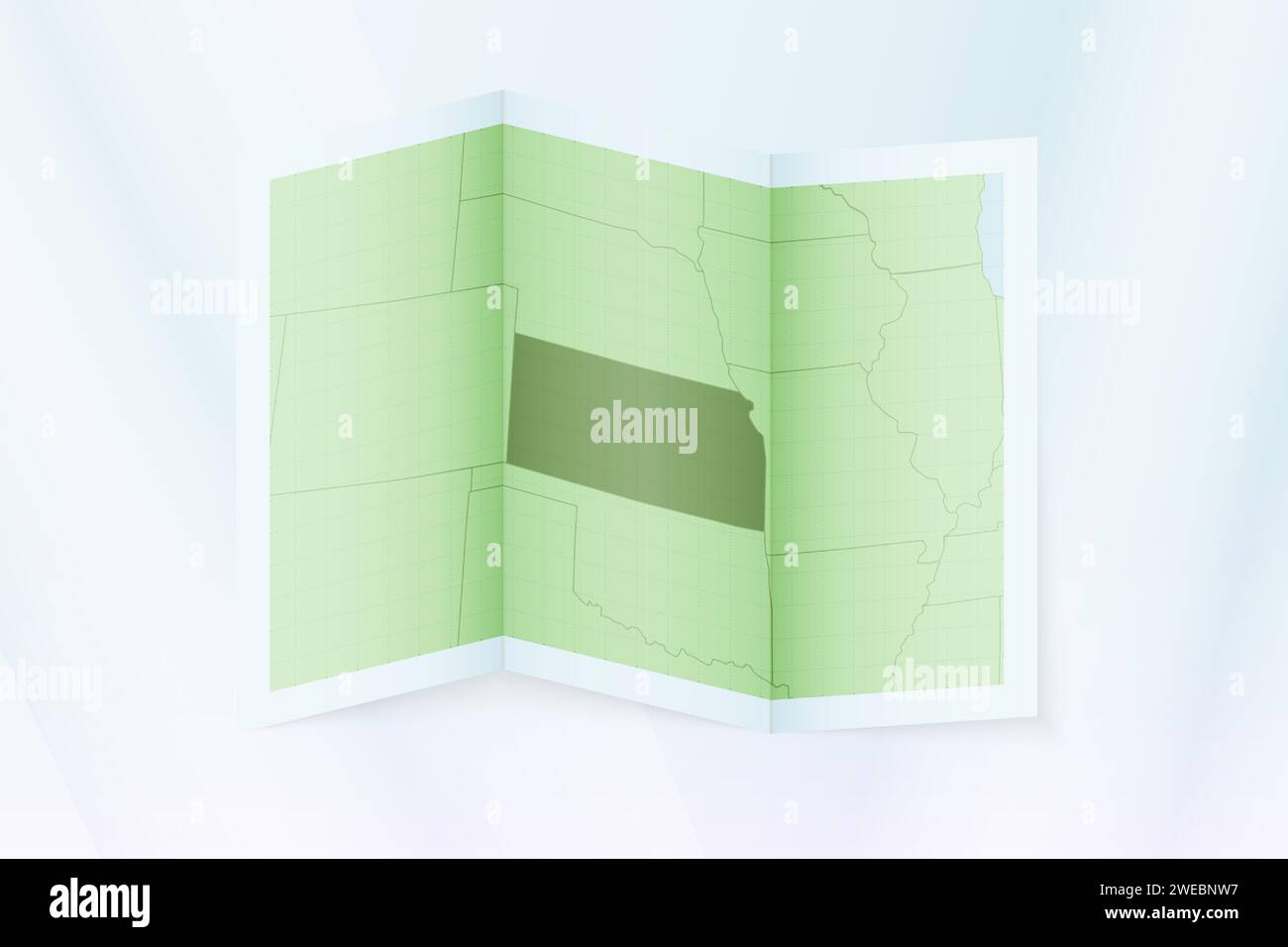 Kansas map, folded paper with Kansas map. Vector illustration Stock ...