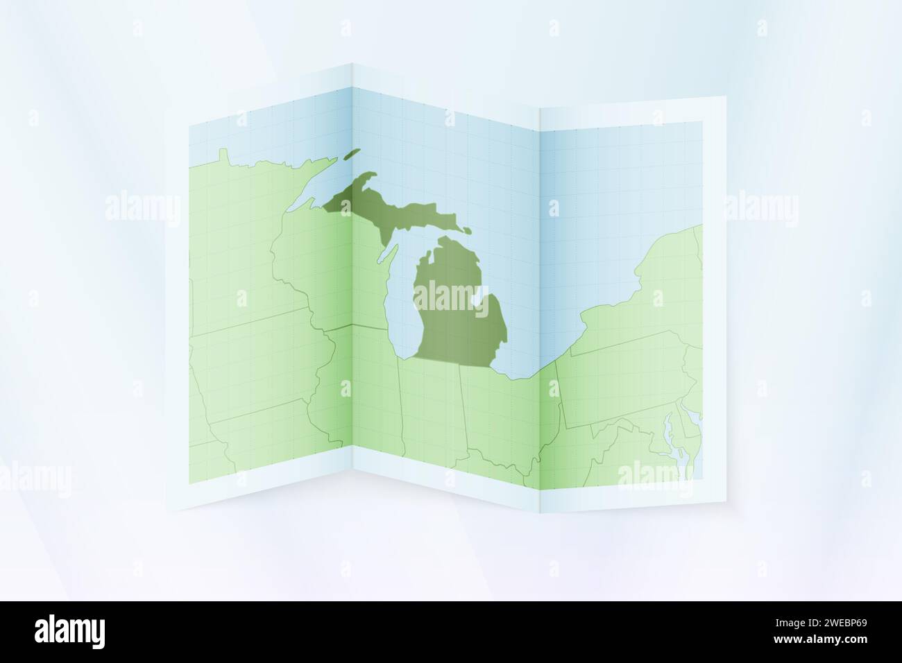 Michigan map, folded paper with Michigan map. Vector illustration Stock ...