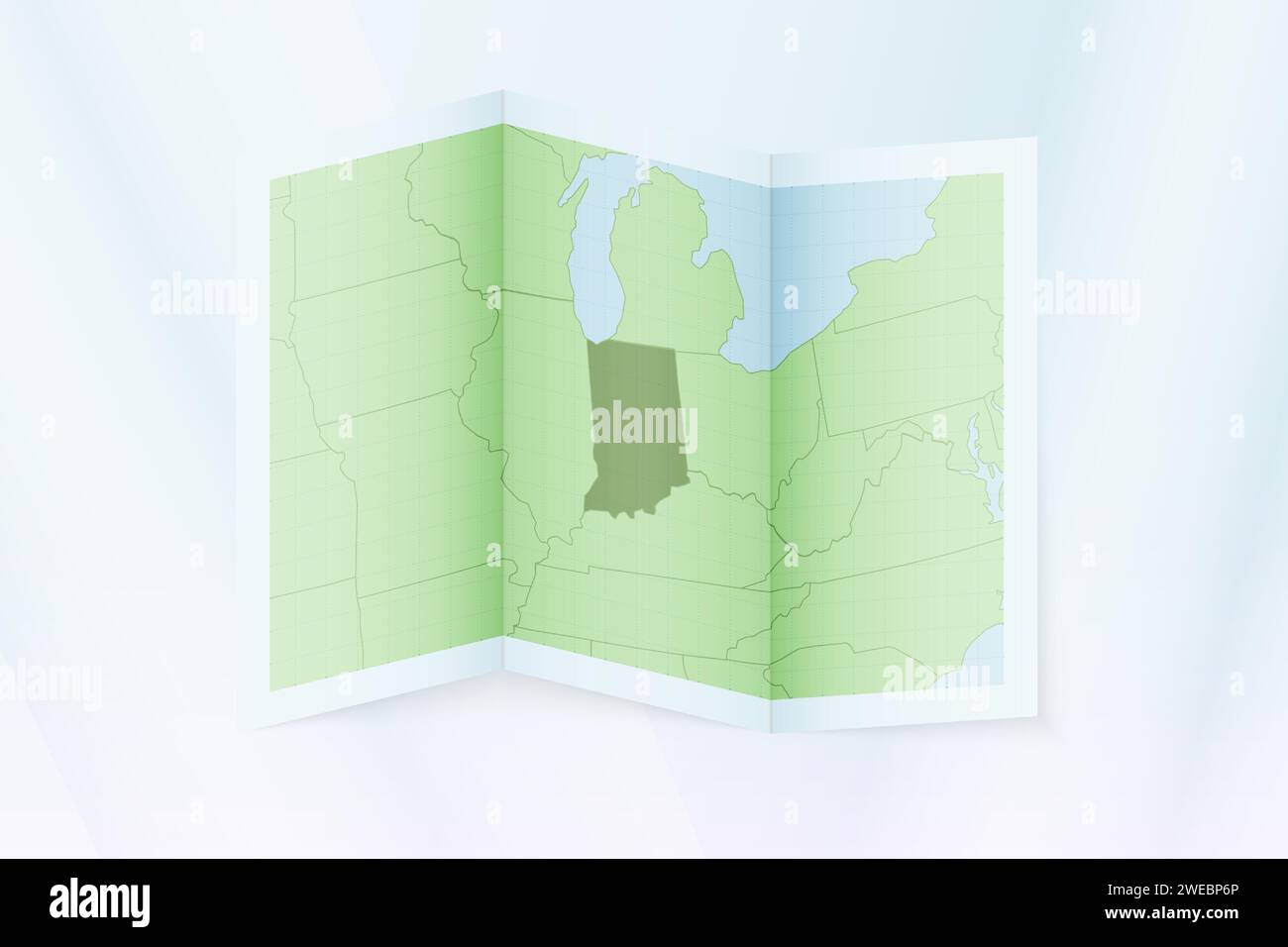 Indiana map, folded paper with Indiana map. Vector illustration Stock ...
