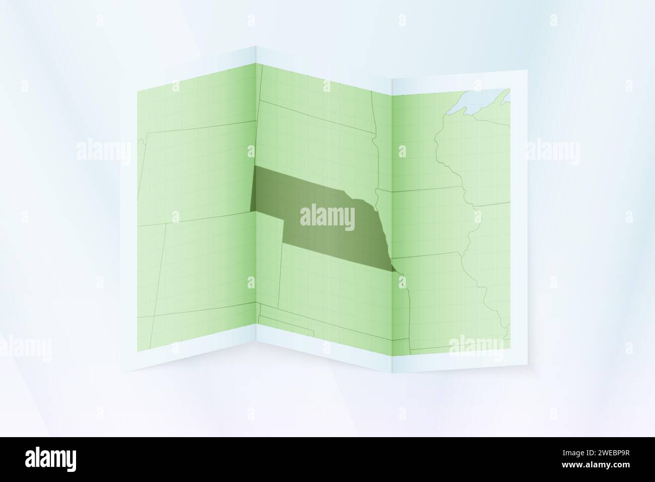Nebraska map, folded paper with Nebraska map. Vector illustration Stock ...