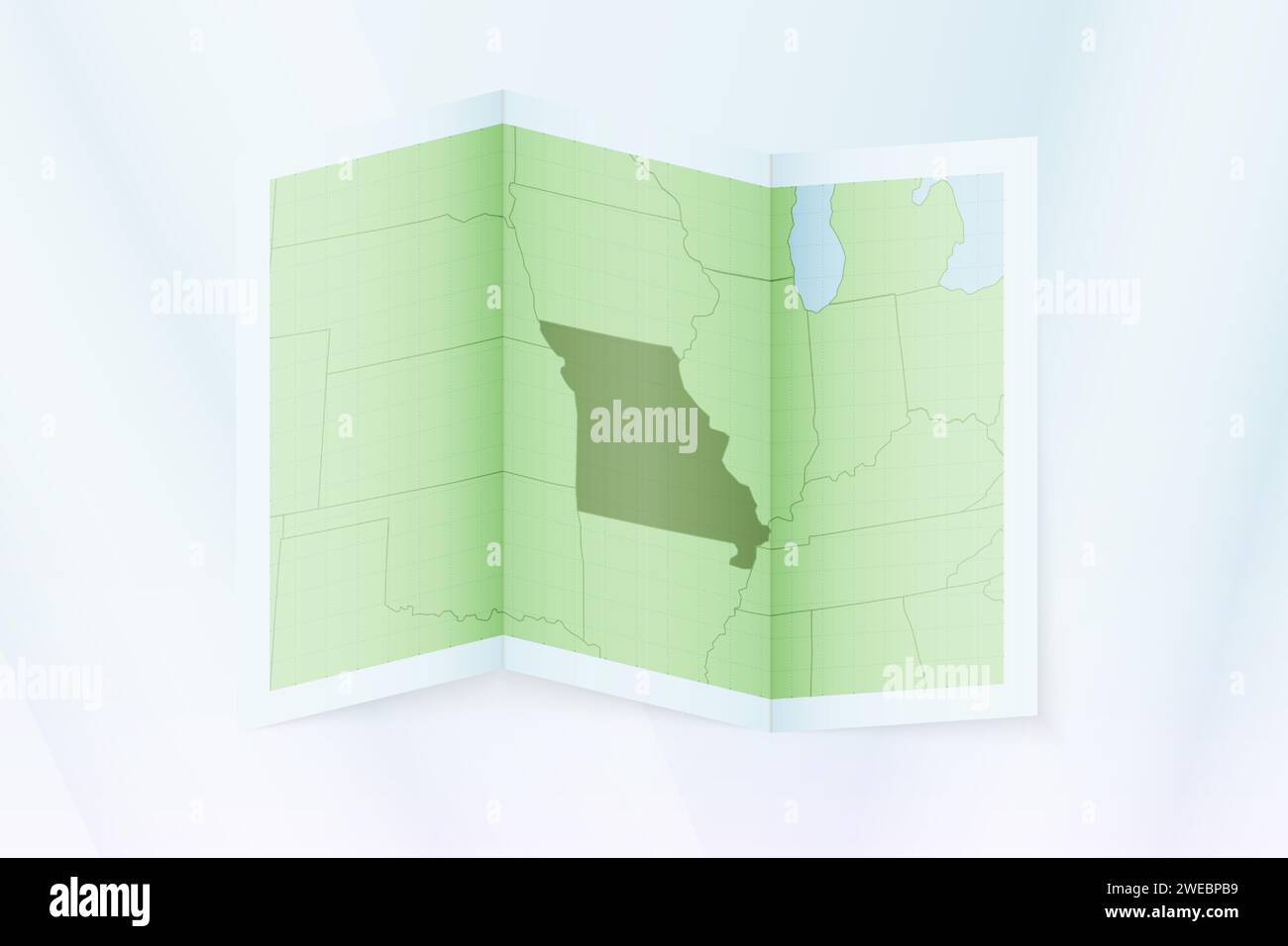 Missouri map, folded paper with Missouri map. Vector illustration Stock ...