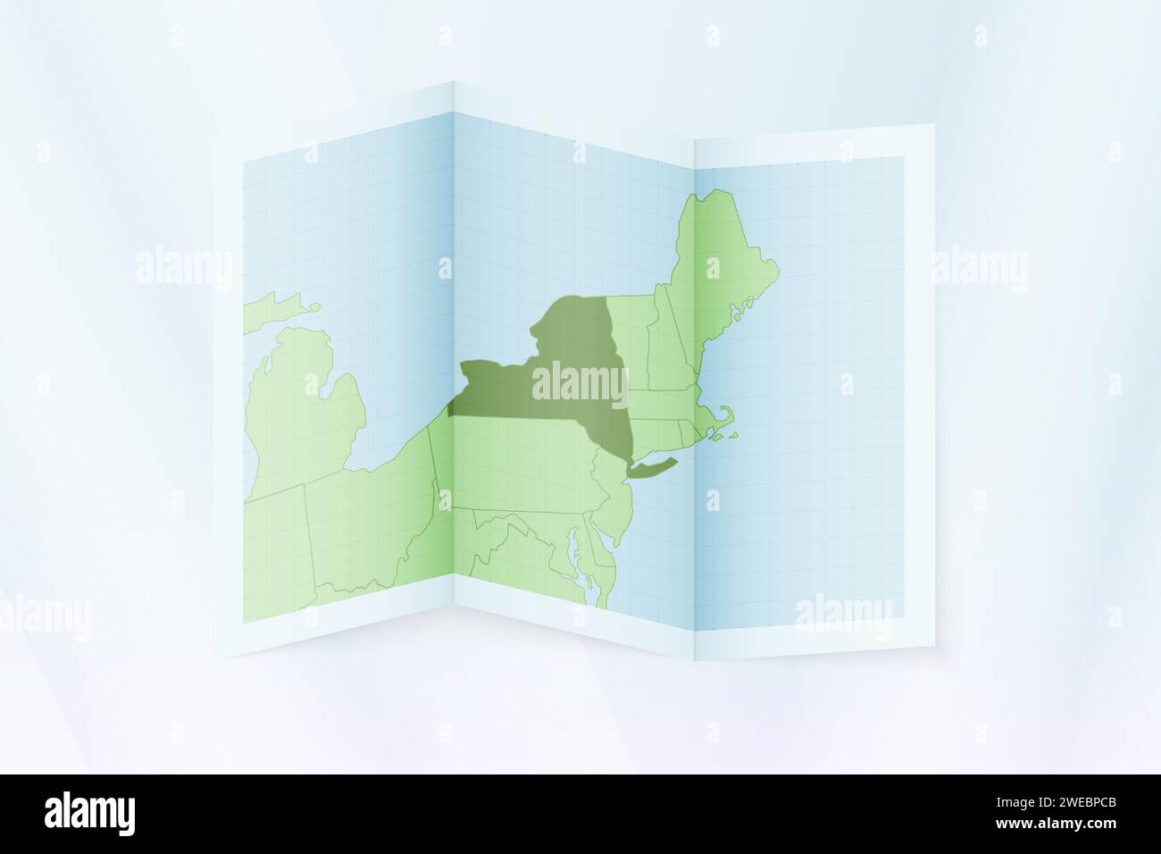New York map, folded paper with New York map. Vector illustration Stock ...