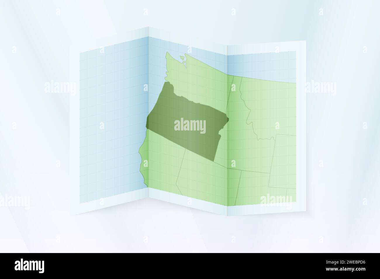 Oregon map, folded paper with Oregon map. Vector illustration Stock ...