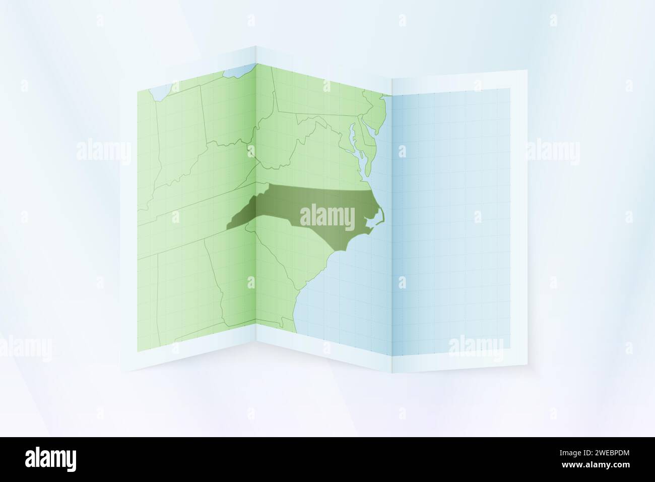 North Carolina map, folded paper with North Carolina map. Vector ...