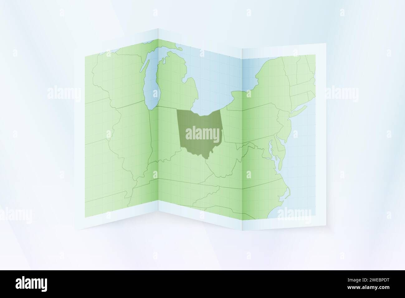 Ohio map, folded paper with Ohio map. Vector illustration Stock Vector ...