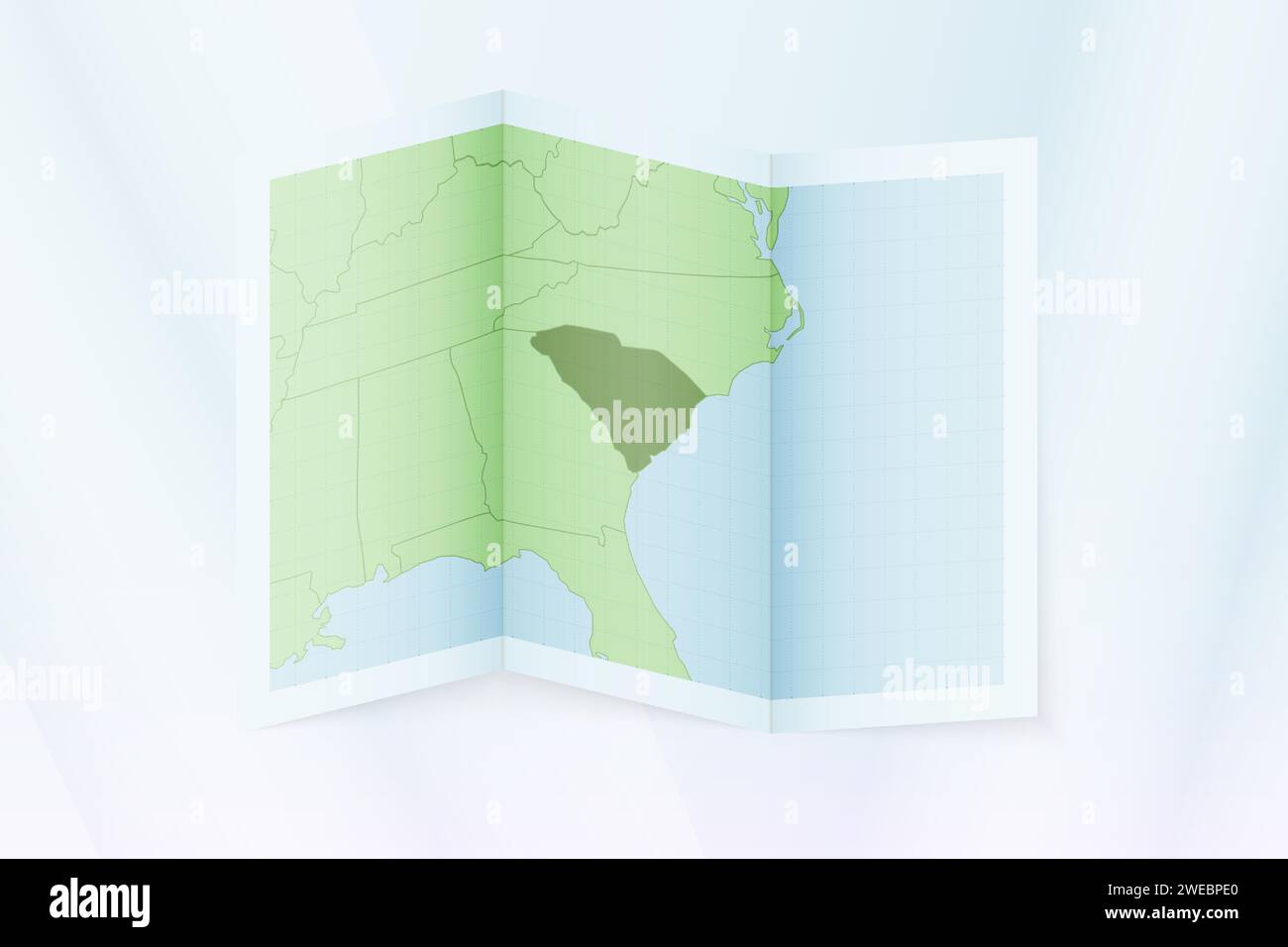 South Carolina map, folded paper with South Carolina map. Vector ...