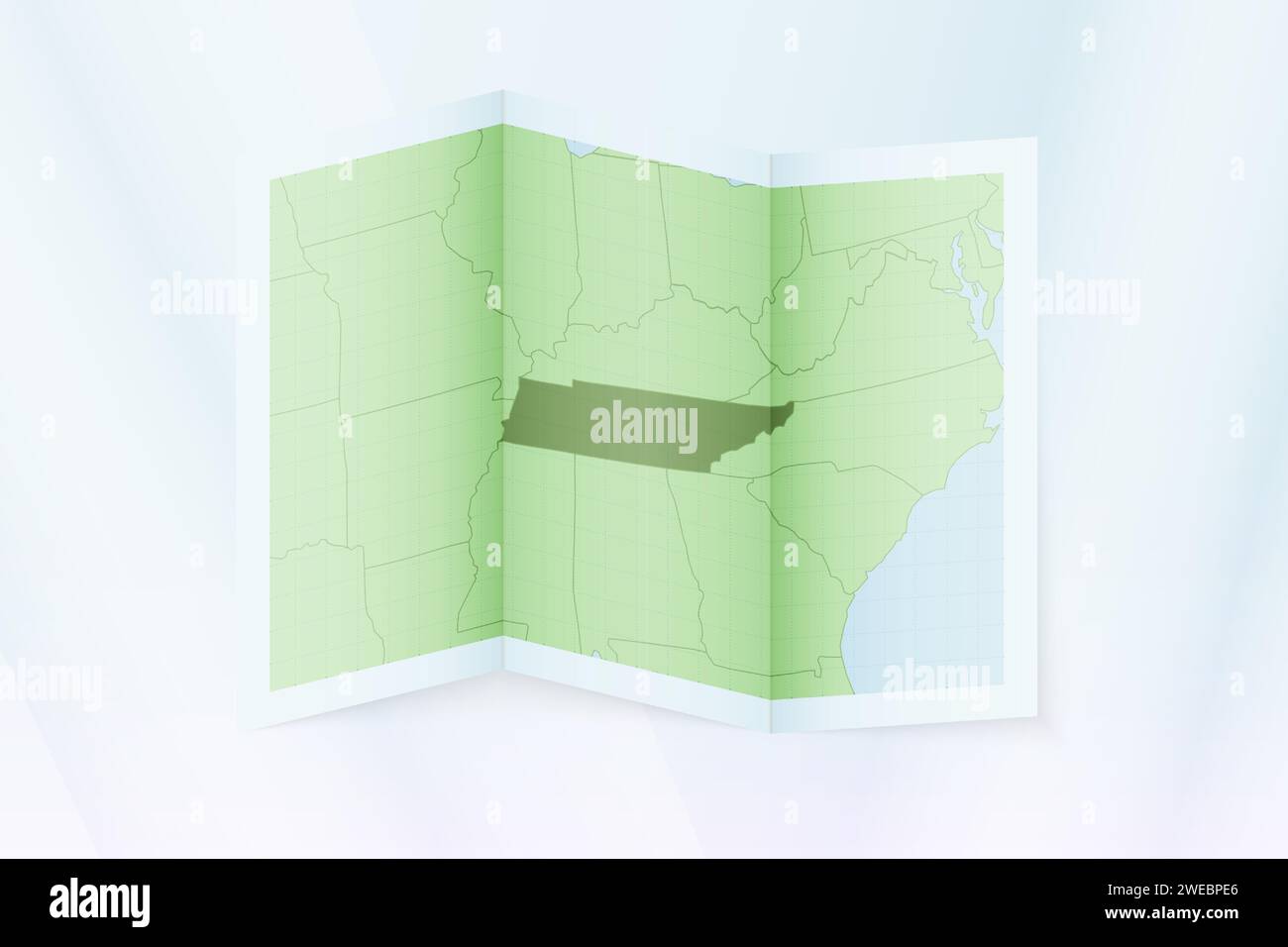 Tennessee map, folded paper with Tennessee map. Vector illustration ...