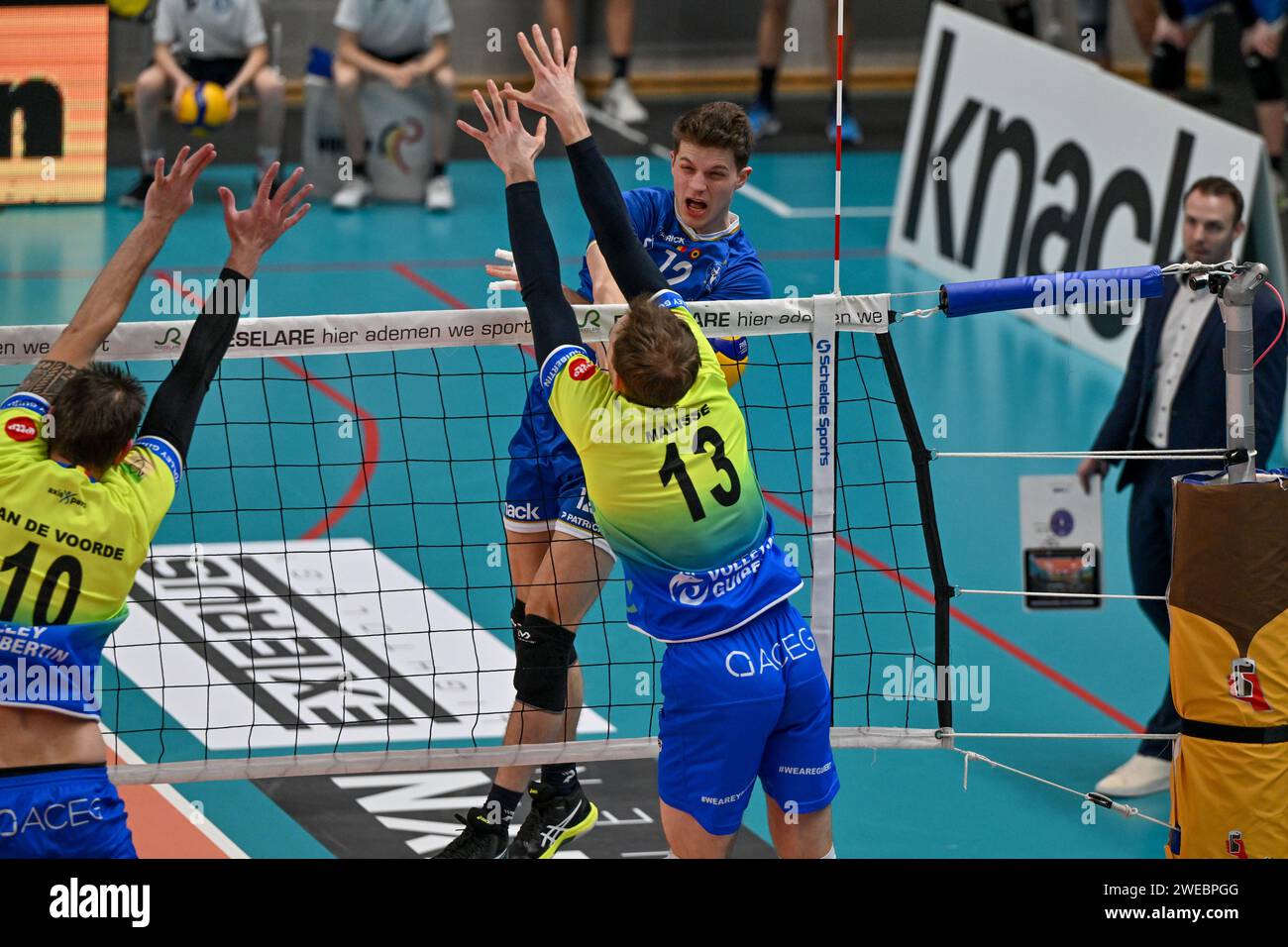 Roeselare, Belgium. 24th Jan, 2024. Seppe Rotty (12) of Roeselare ...