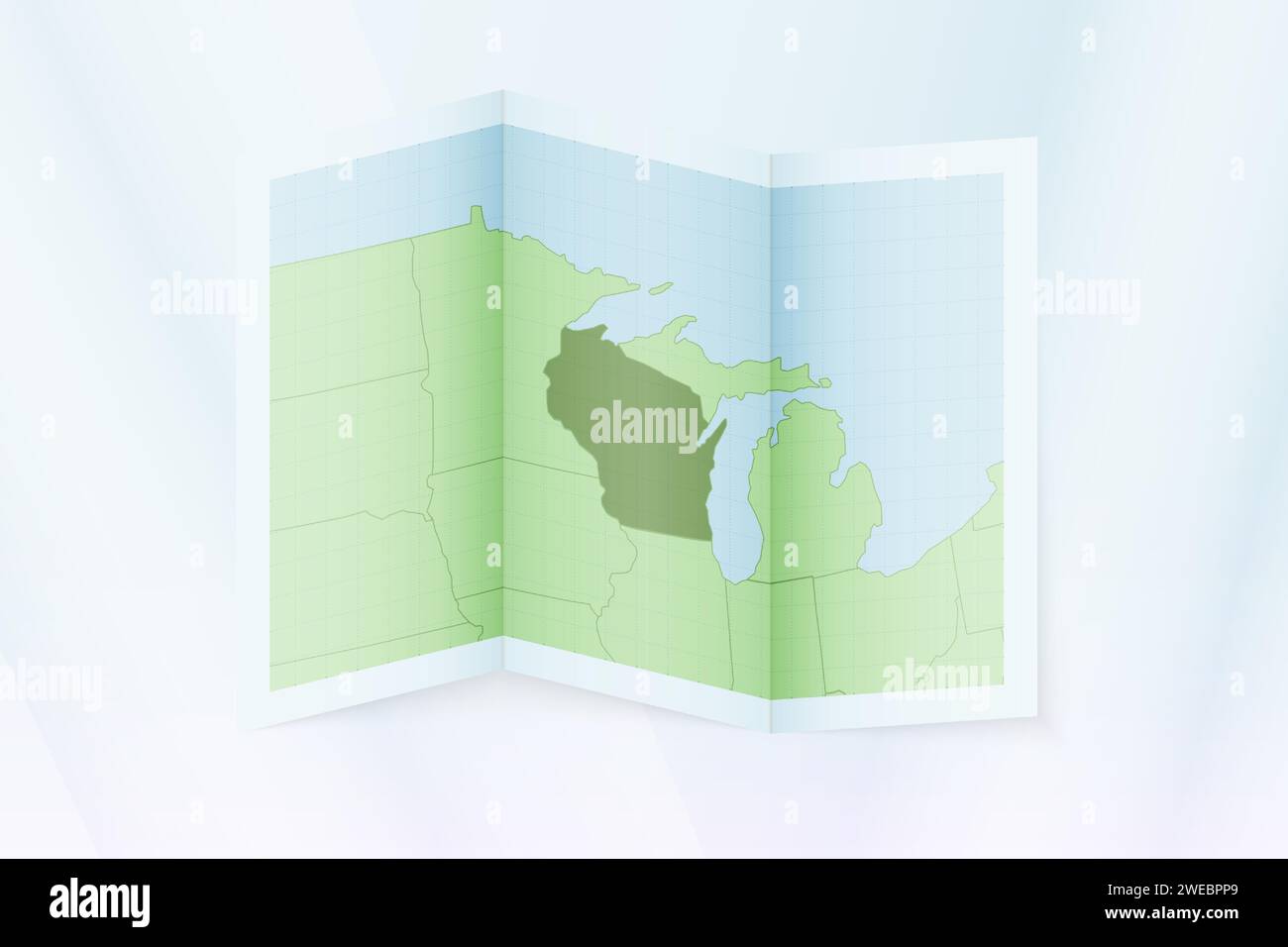 Wisconsin map, folded paper with Wisconsin map. Vector illustration ...