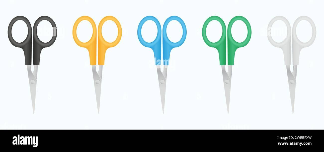 Set of colored scissors isolated on a white background. Vector ...