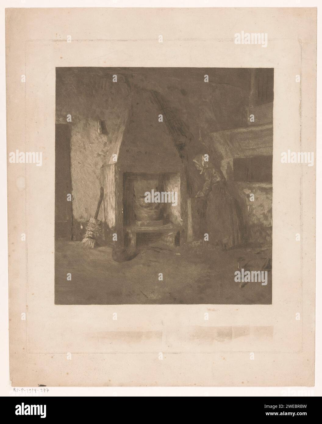 Farmers' Woman standing by a fireplace, Emanuel Samson van Beever, 1886 ...