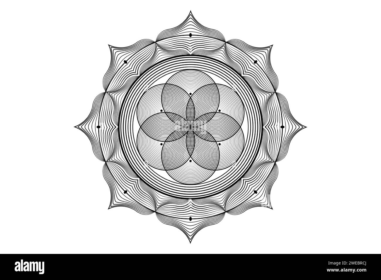 Sacred lotus yantra mandala, Mystical Flower of Life. Sacred geometry ...