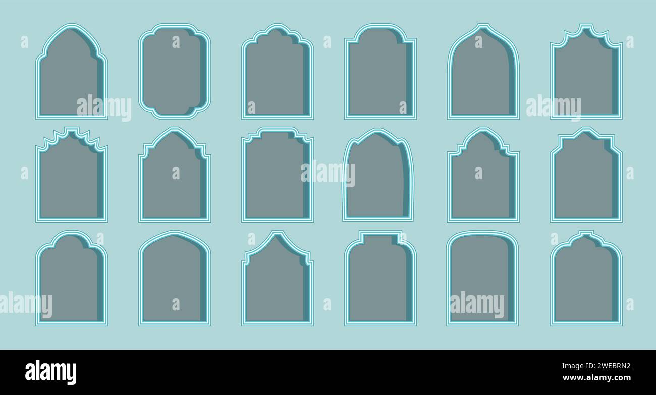 Islamic style arches, frames. Minimalist vector ramadan kareem and eid ...