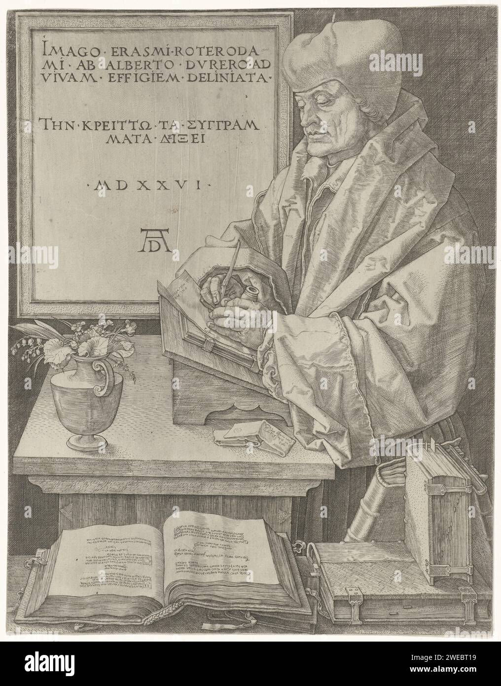 Portrait van Erasmus, Albrecht Dürer, 1526 print Portrait of Erasmus ...
