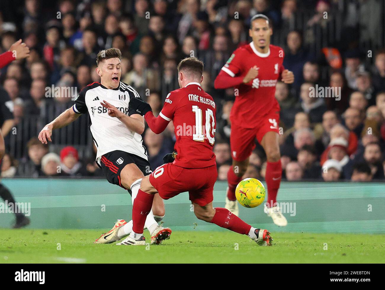 London, UK. 24th Jan, 2024. Tom Cairney of Fulham is deemed to foul ...