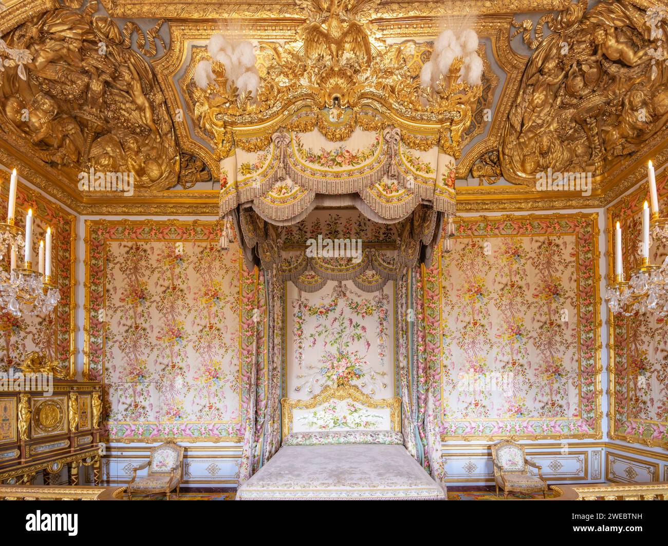 Bedchamber of the King. Decorated interior with historical furniture ...