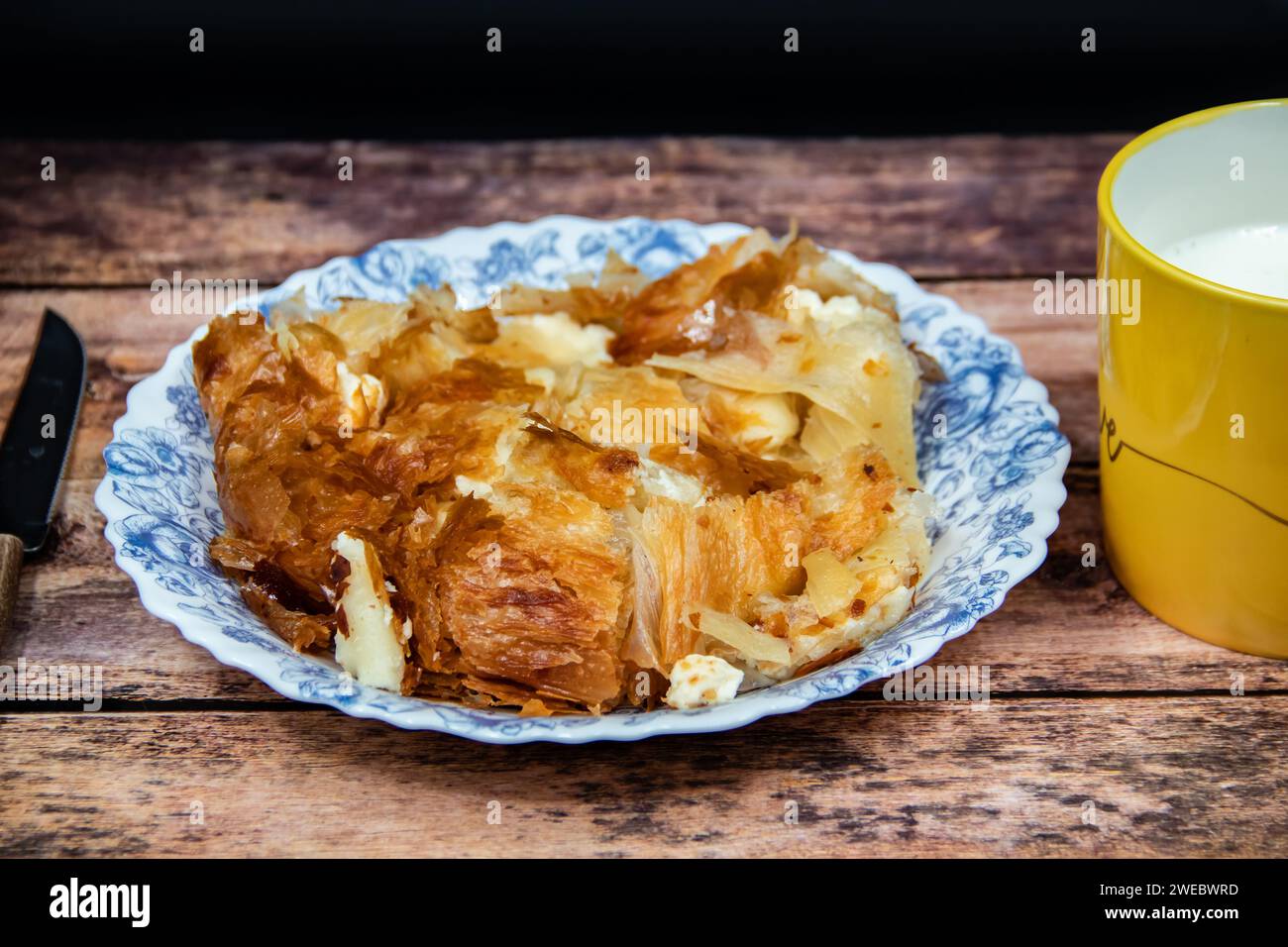 Serbian dish called Burek (cheese pie) served for breakfast at the ...