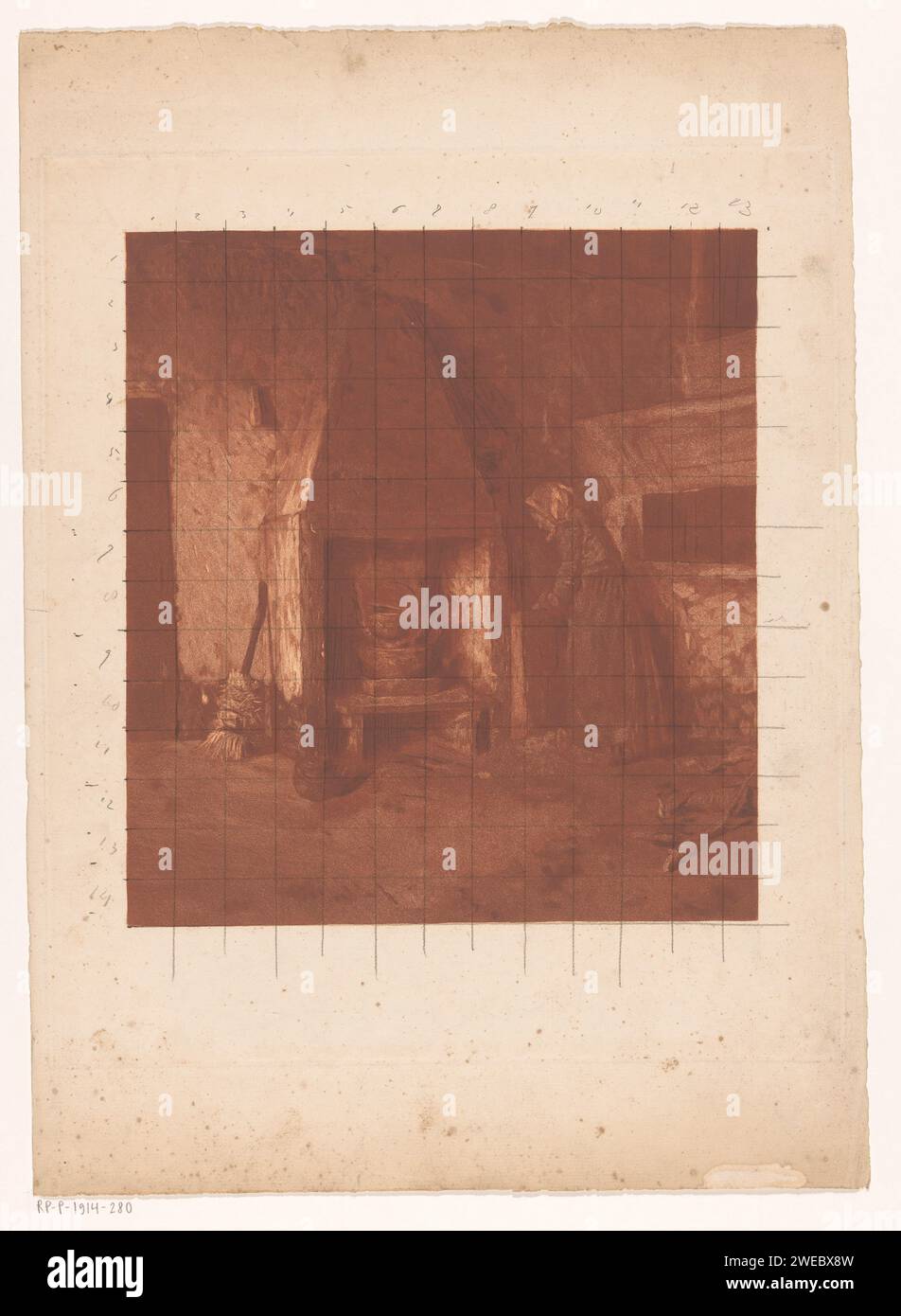 Farmers' Woman standing by a fireplace, Emanuel Samson van Beever, 1886 ...