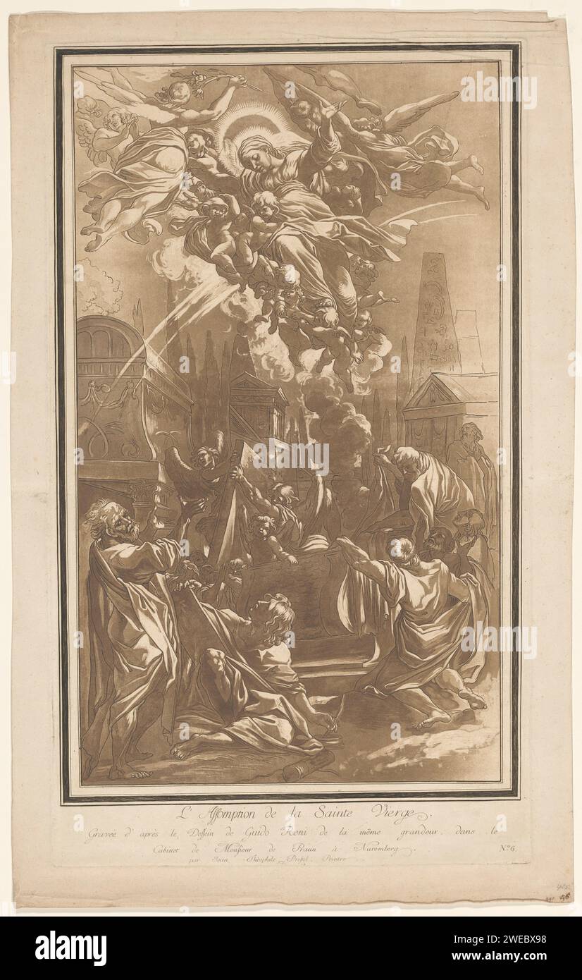 Ascension of Maria, Johann Gottlieb Prestel, After Guido Reni, 1776 ...