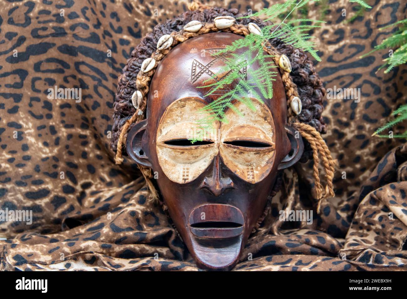 Wooden tribal African mask from Uganda, for family or personal ...
