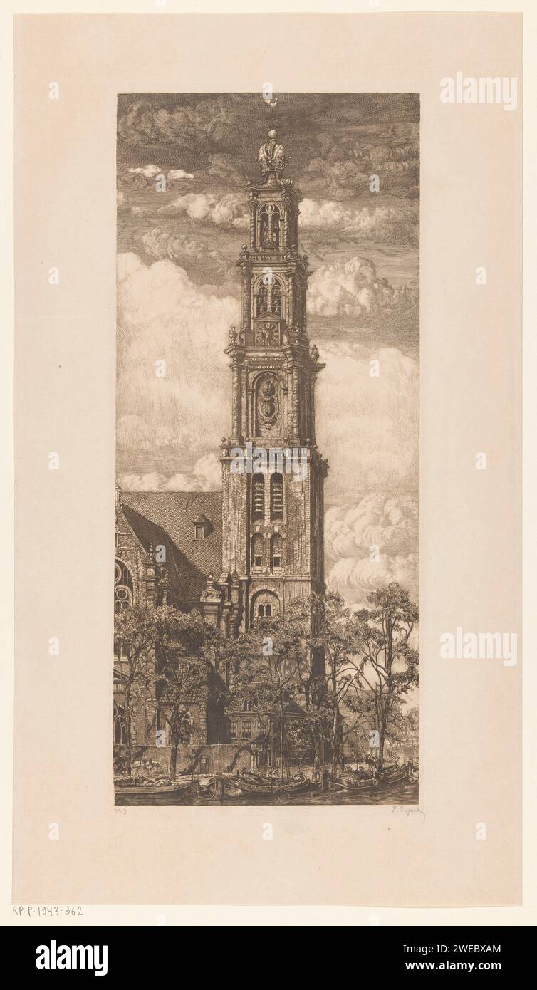 Westertoren in Amsterdam, Pieter Dupont, 1907 - 1908 print The tower of ...