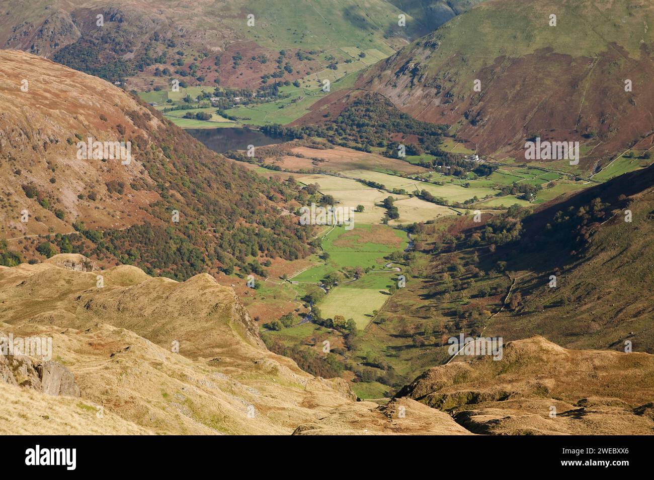 Hartsop and Dovedale from Dove Crag, in the English Lake District Stock ...