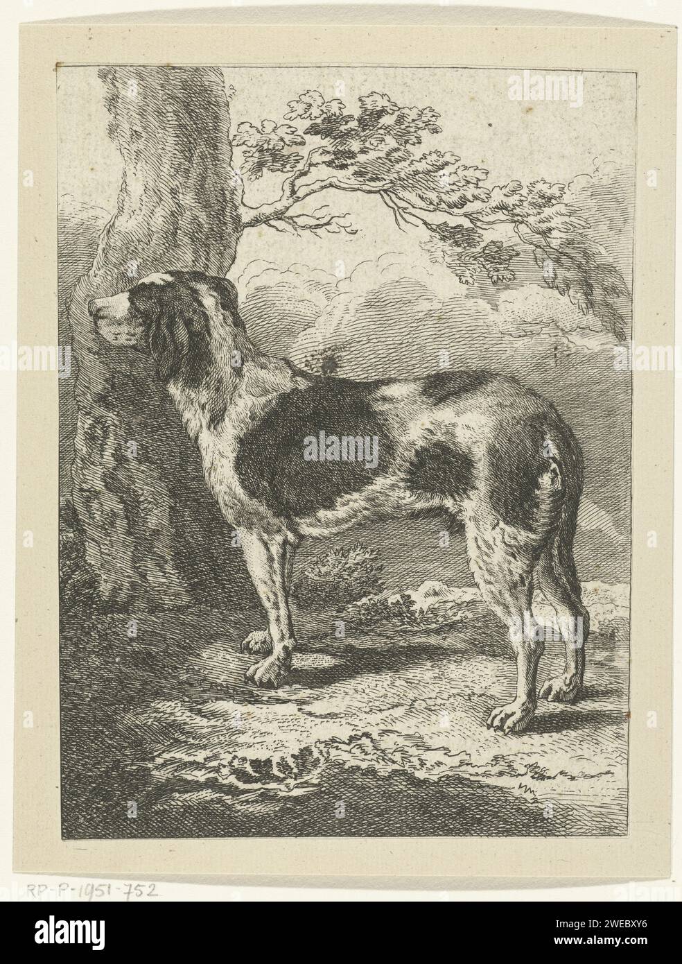 Standing dog at Boom, Pieter Barbiers (IV), 1808 - 1848 print paper ...